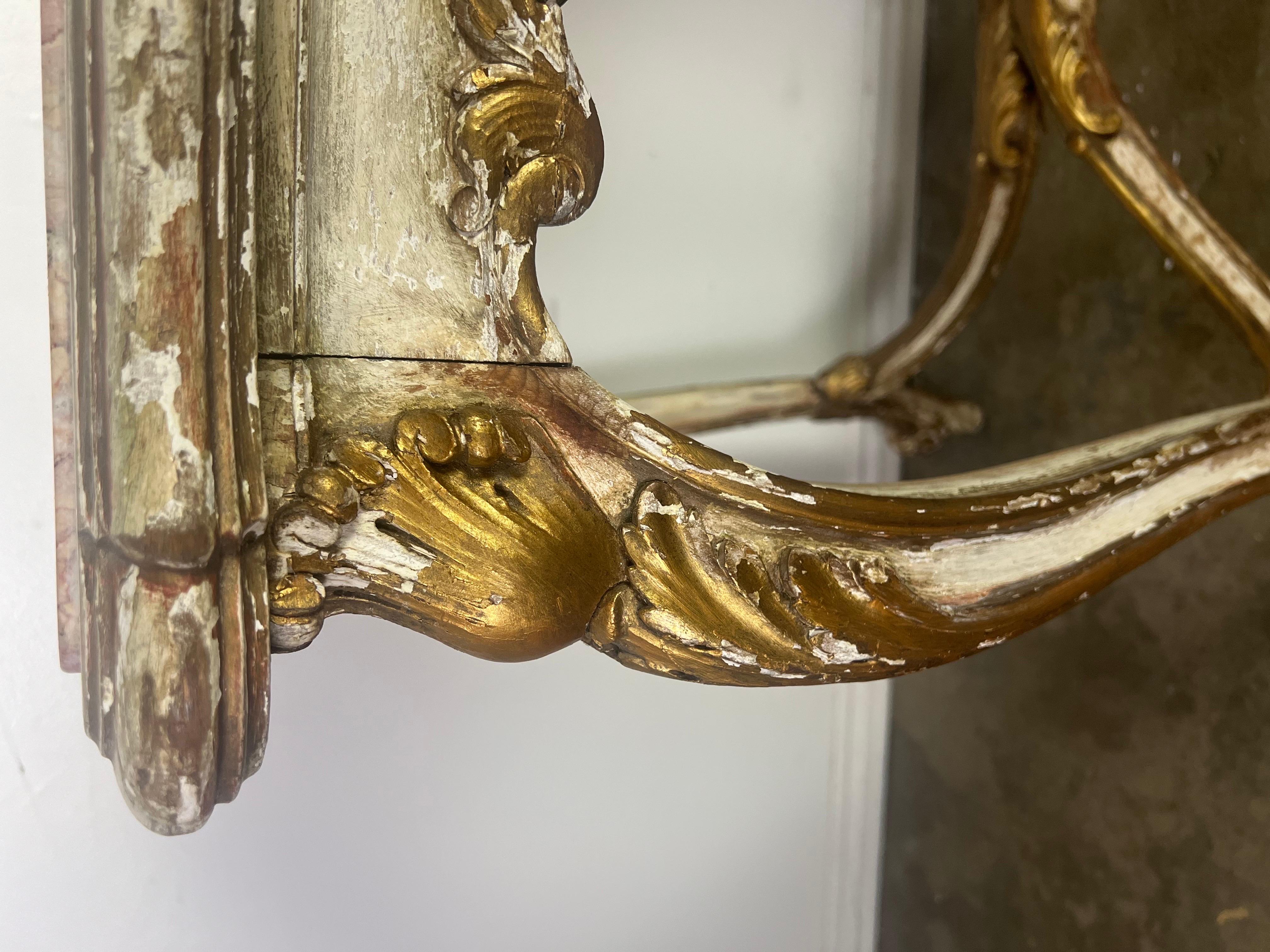 19th C. French Painted and Parcel Gilt Table w/ Marble Top For Sale at ...