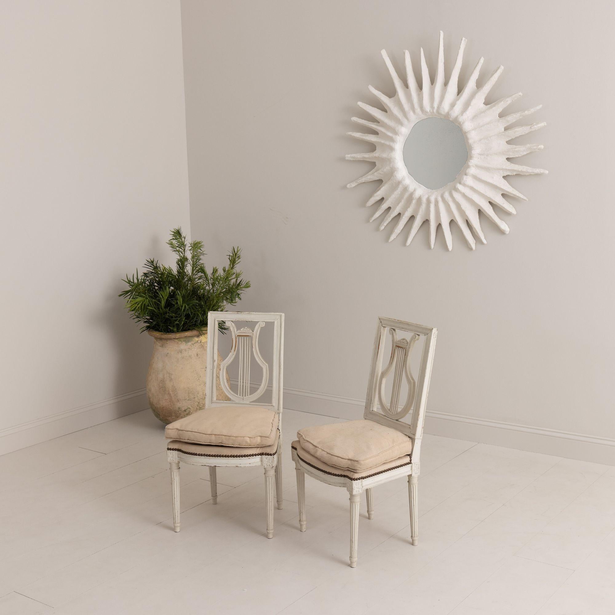 19th c. French Pair of Lyre Back Chairs in Original Paint For Sale at ...