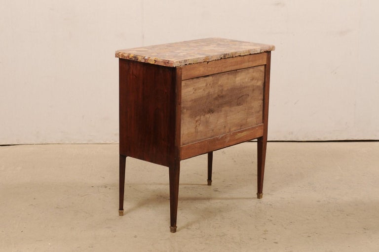 19th C French Raised Commode with Scagliola Stone Top and Brass Accents ...