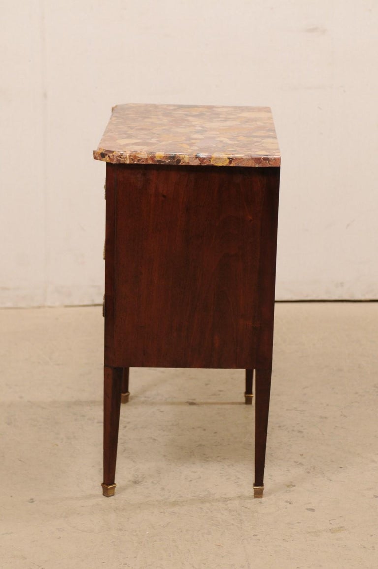 19th C French Raised Commode with Scagliola Stone Top and Brass Accents ...