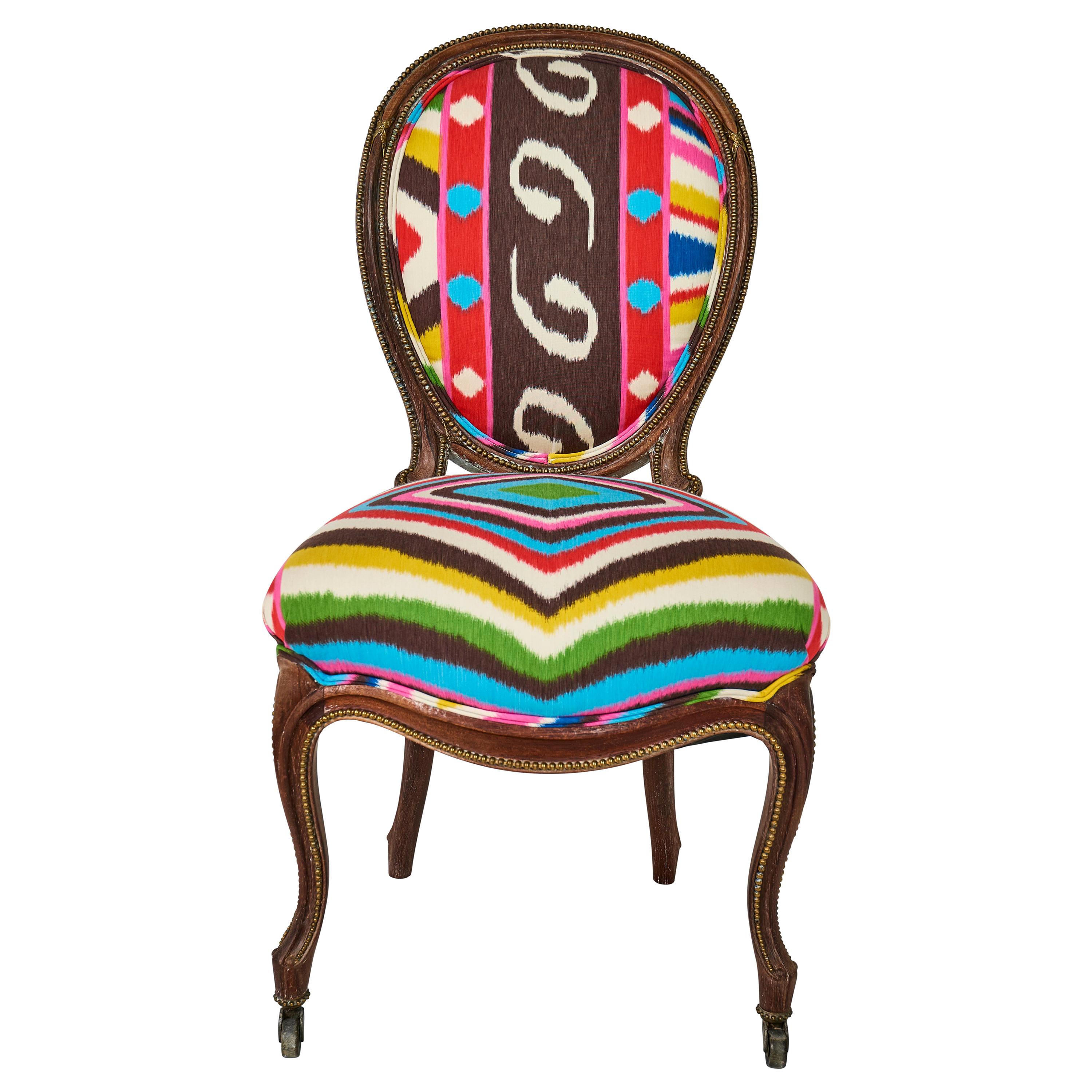 19th c. French Side Chair with Cabriole Legs Upholstered in Terrence ...