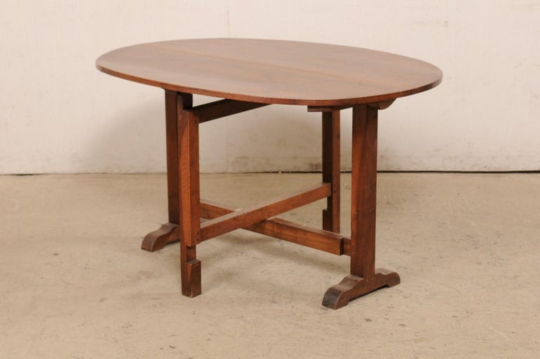 19th C. French Vintner's Oval-Shaped Wine Tasting Table at 1stDibs