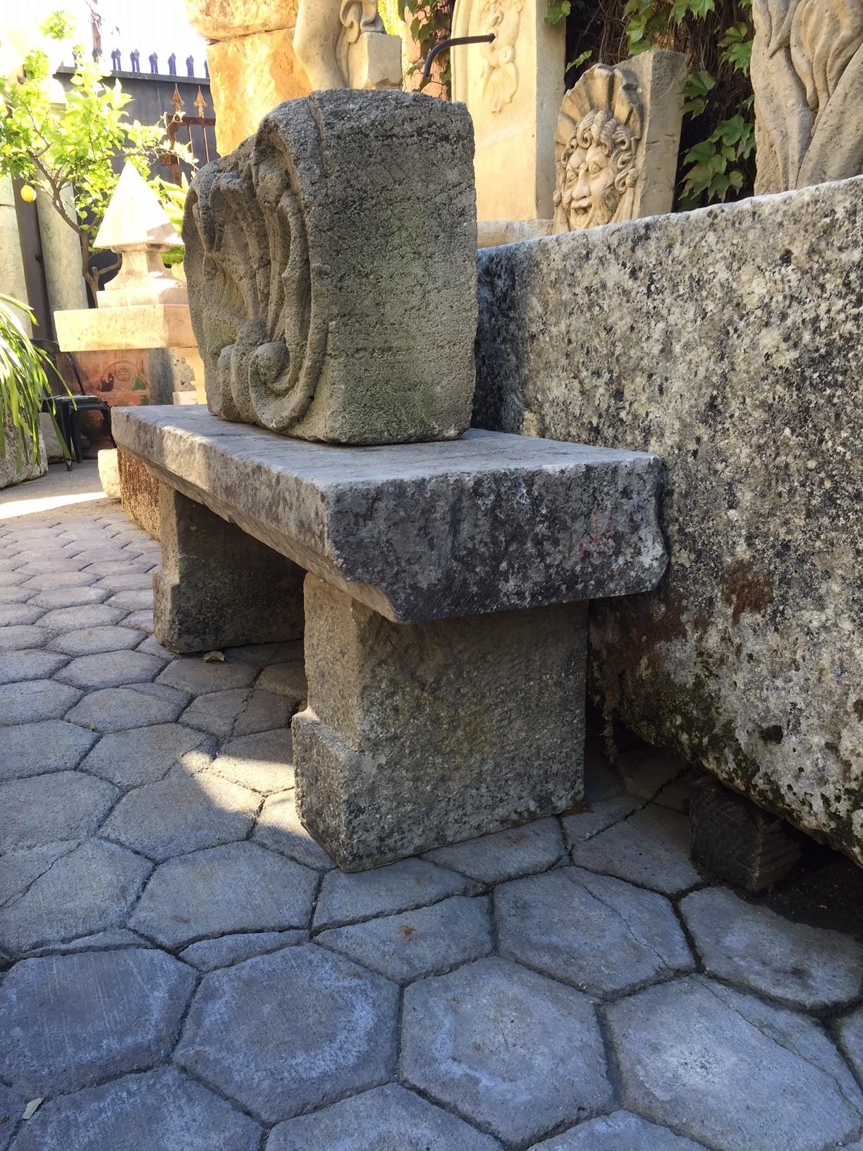 Hand Carved Stone Garden Bench Seat Decorative Element Provence Antique ...