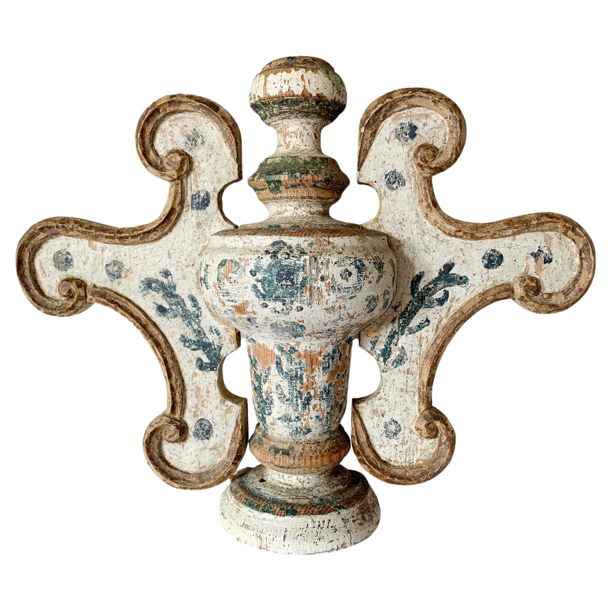 19th C Hand Painted Wooden Ecclesiastical Church Altar Vase For Sale at ...