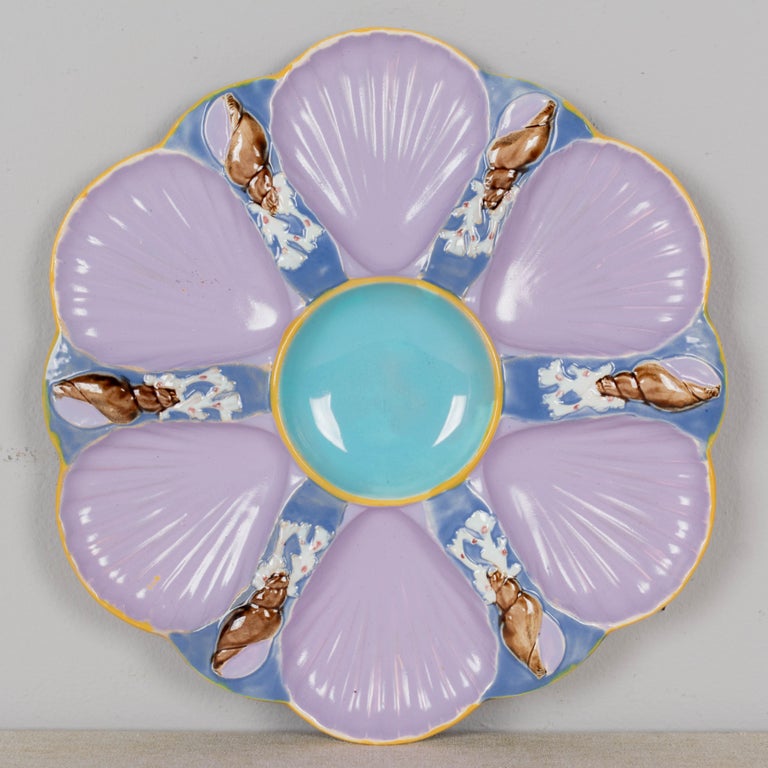 19th C. Holdcroft Majolica English Oyster Plate For Sale at 1stDibs