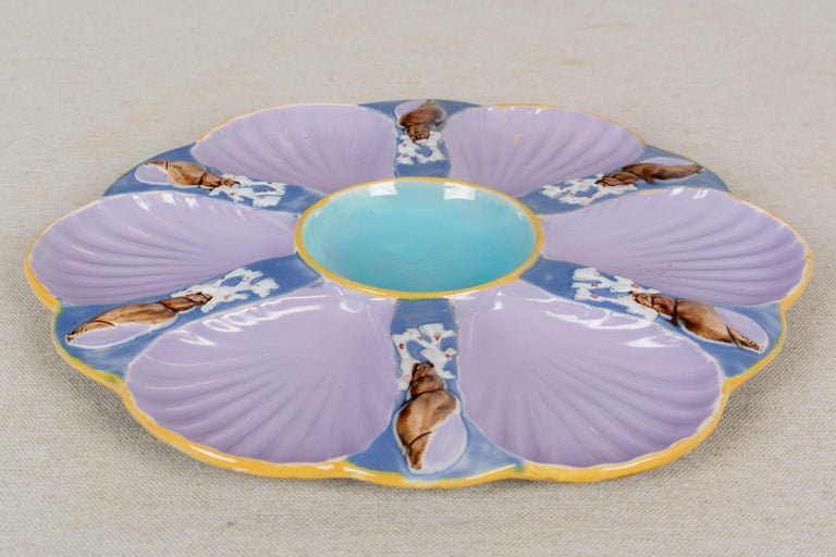 19th C. Holdcroft Majolica English Oyster Plate For Sale at 1stDibs