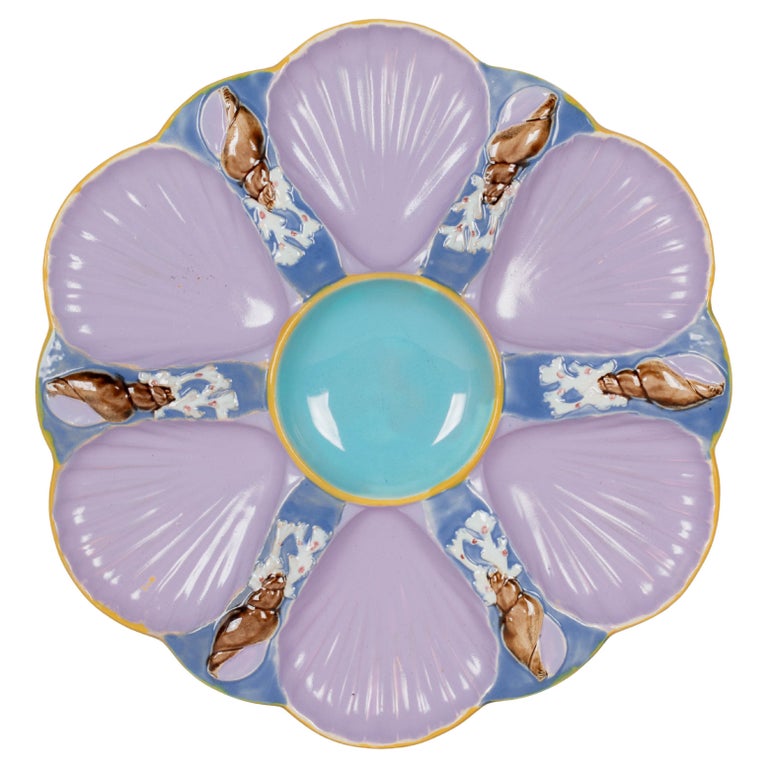 19th C. Holdcroft Majolica English Oyster Plate For Sale at 1stDibs