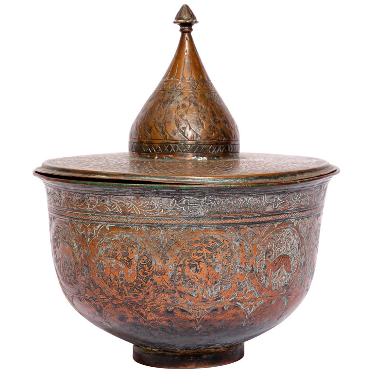 19th Century Indo Persian Tinned Copper Vessel For Sale at 1stDibs