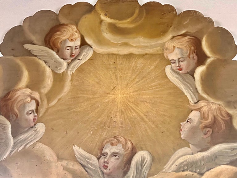 19th Century Italian Hand Painted Mirror with Winged Angels For Sale at ...