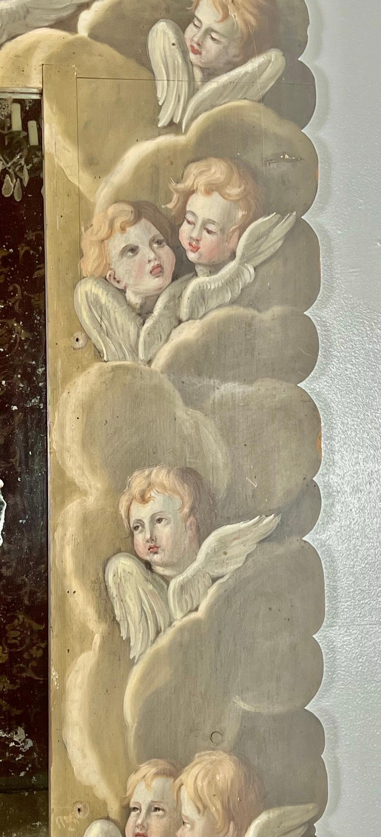 19th Century Italian Hand Painted Mirror with Winged Angels For Sale at ...