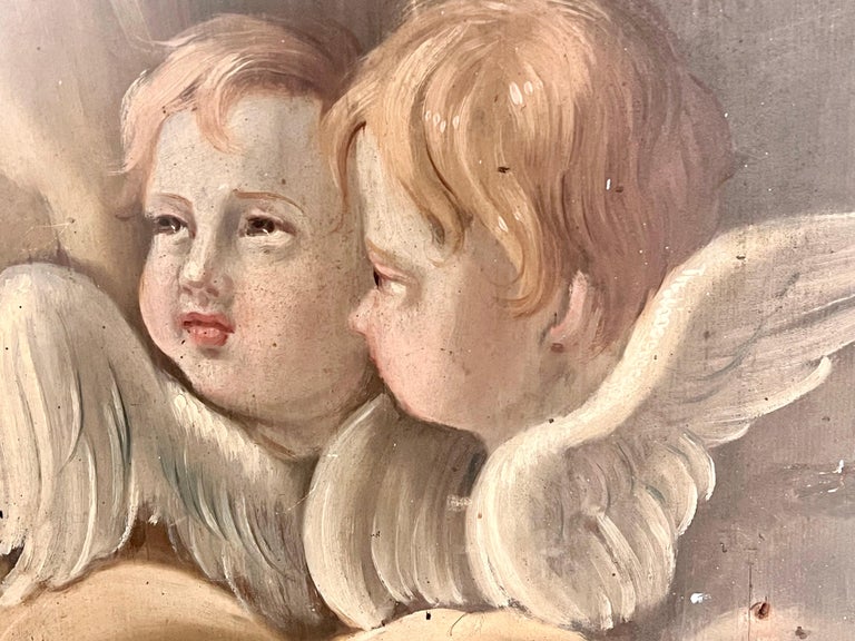 19th Century Italian Hand Painted Mirror with Winged Angels For Sale at ...