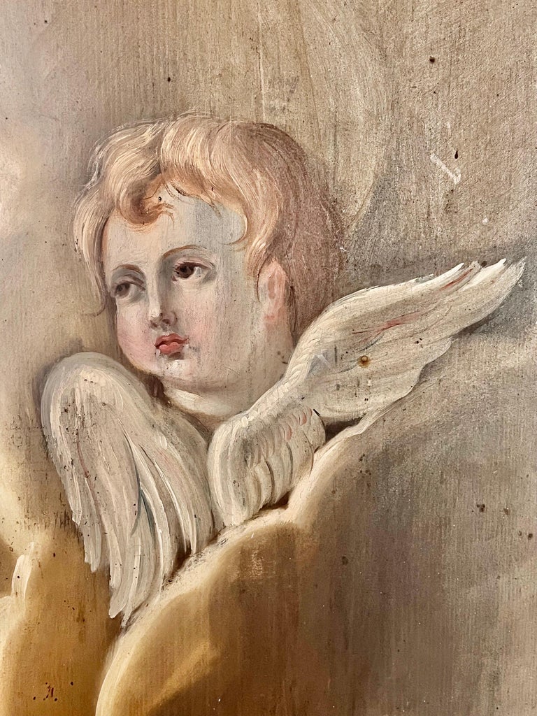 19th Century Italian Hand Painted Mirror with Winged Angels For Sale at ...