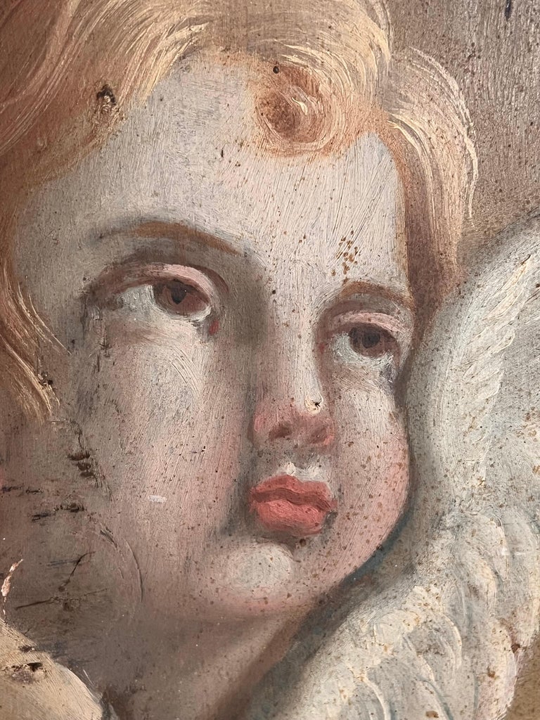 19th Century Italian Hand Painted Mirror with Winged Angels For Sale at ...