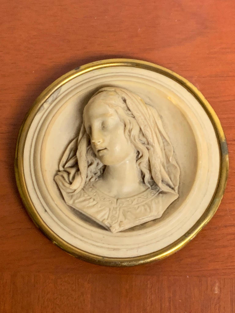 19th Century Italian Lava Stone Cameo of the Virgin Mary Paperweight ...
