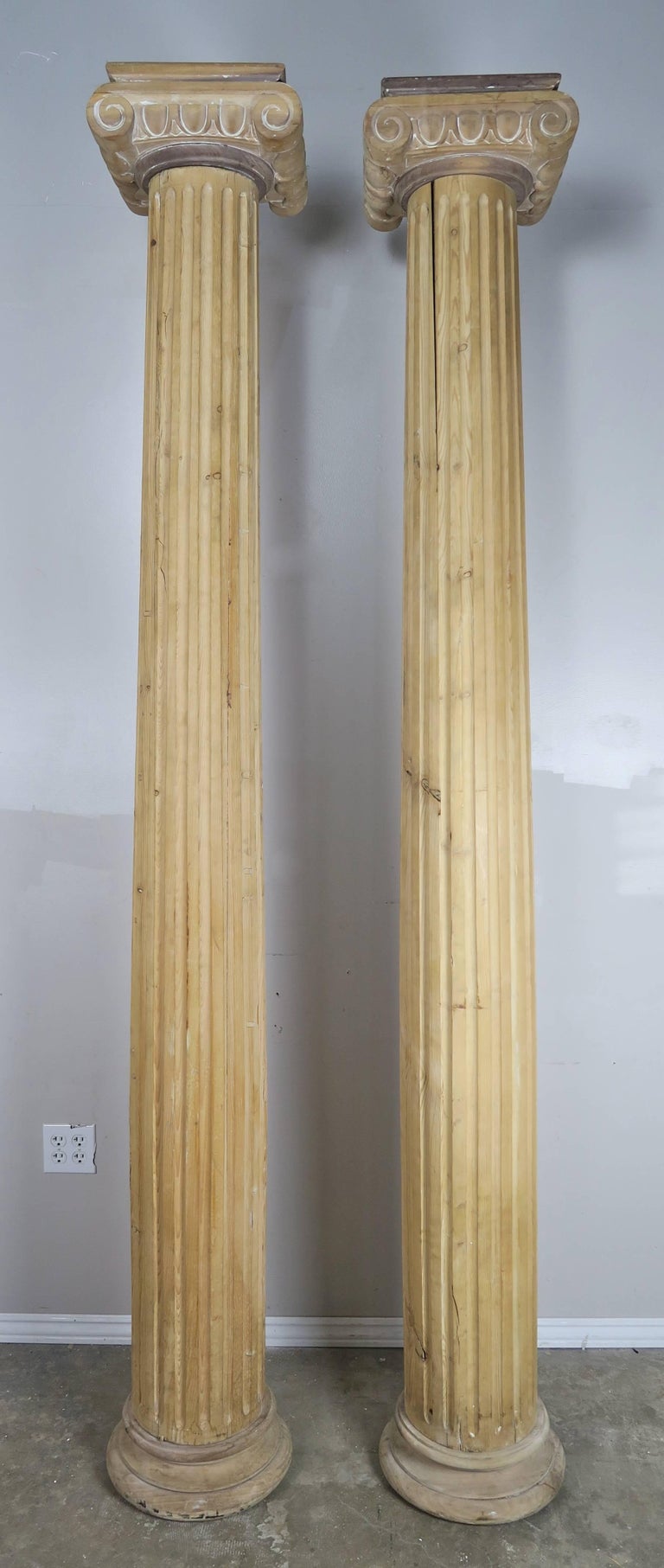 19th Century Italian Monumental Wood Columns, a Pair at 1stDibs