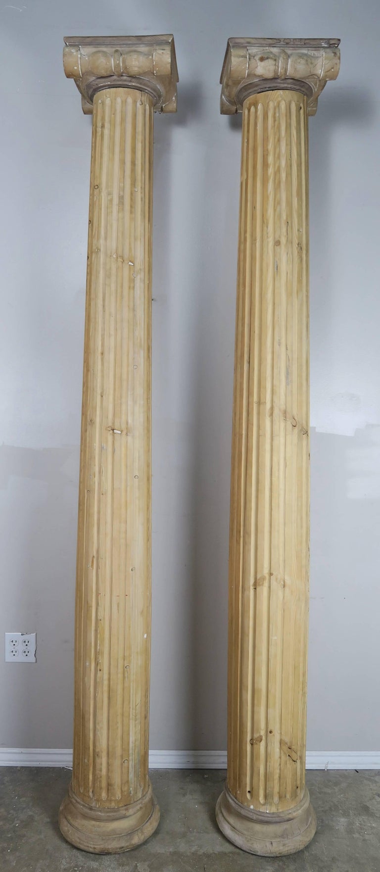 19th Century Italian Monumental Wood Columns, a Pair at 1stDibs