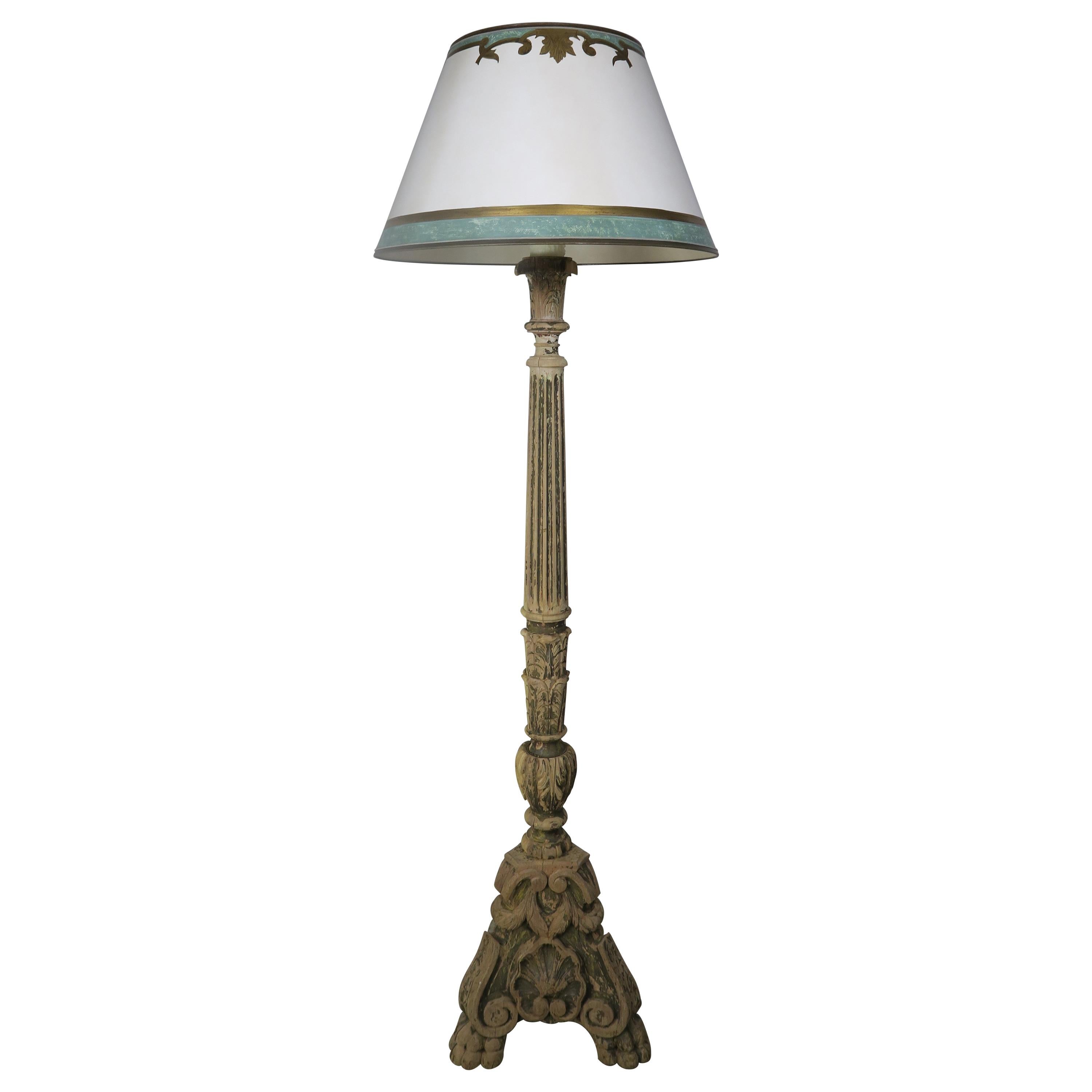 19th Century Italian Standing Lamp with Parchment Shade at 1stDibs