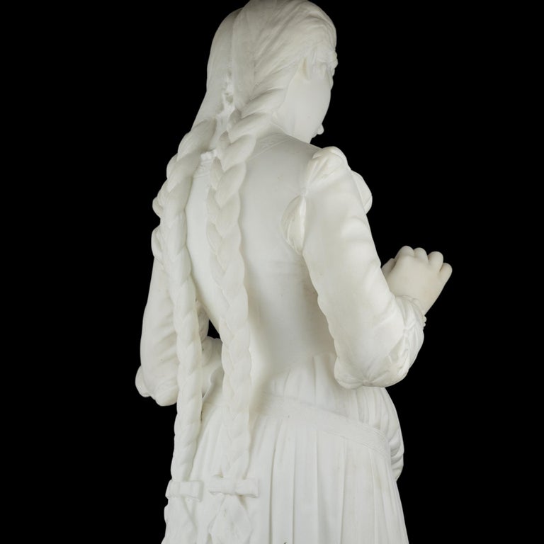 Italian White Marble Sculpture of a Young Lady, Ferdinando Andreini For ...