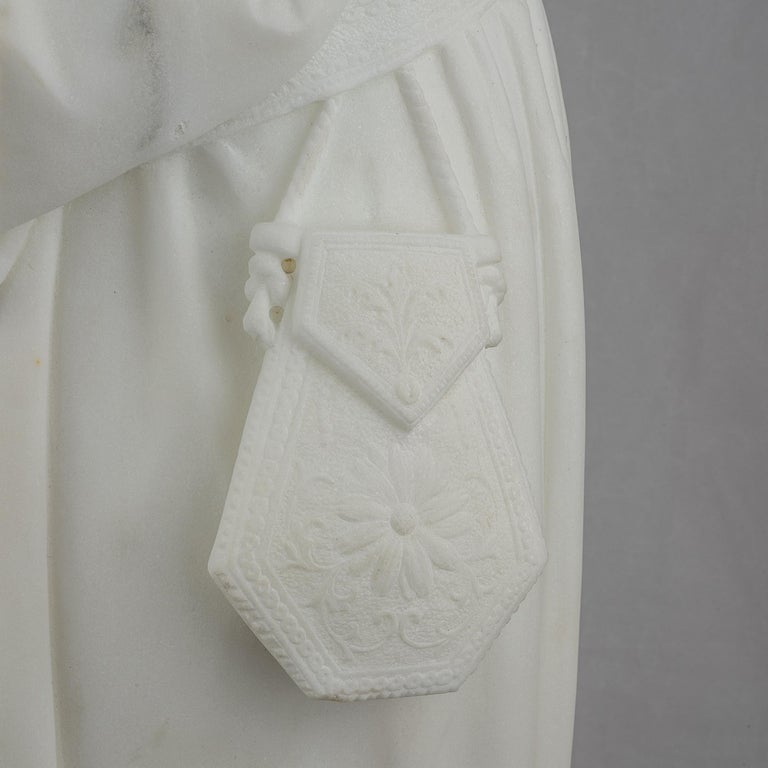 Italian White Marble Sculpture of a Young Lady, Ferdinando Andreini For ...