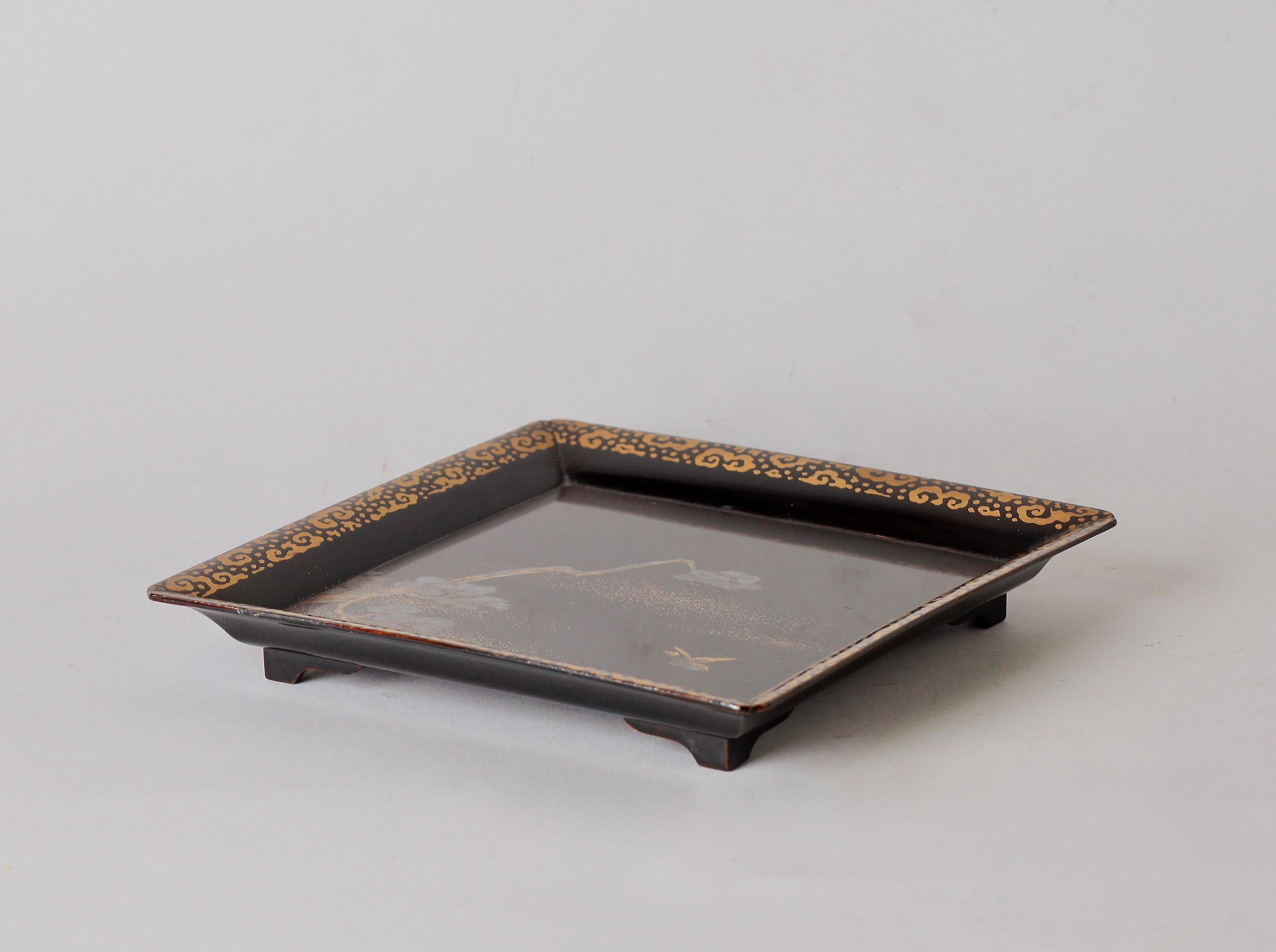 19th C. Japanese Lacquered Tray with Makie Design, Late Edo For Sale at ...