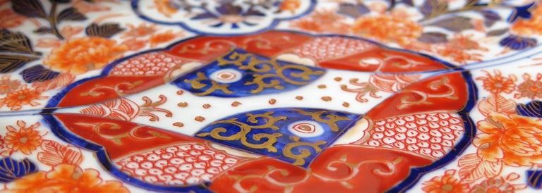 Japanese Porcelain Dish Finely Hand Painted Imari Design, Meiji Signed ...