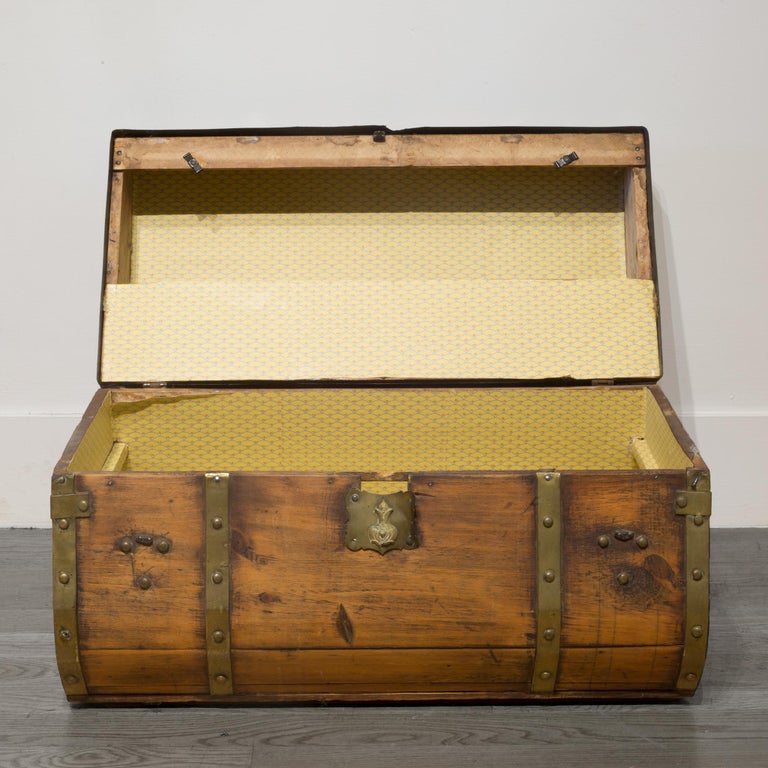 19th Century Jenny Lind Wood and Brass Dome Stagecoach Trunk, circa ...