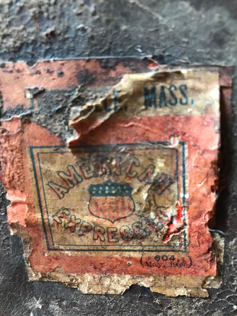 19th C. Large American All Leather Steamship Trunk with Dated Export ...