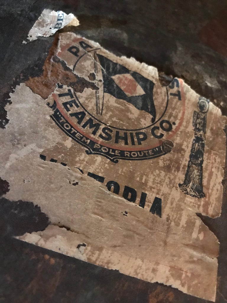 19th C. Large American All Leather Steamship Trunk with Dated Export ...