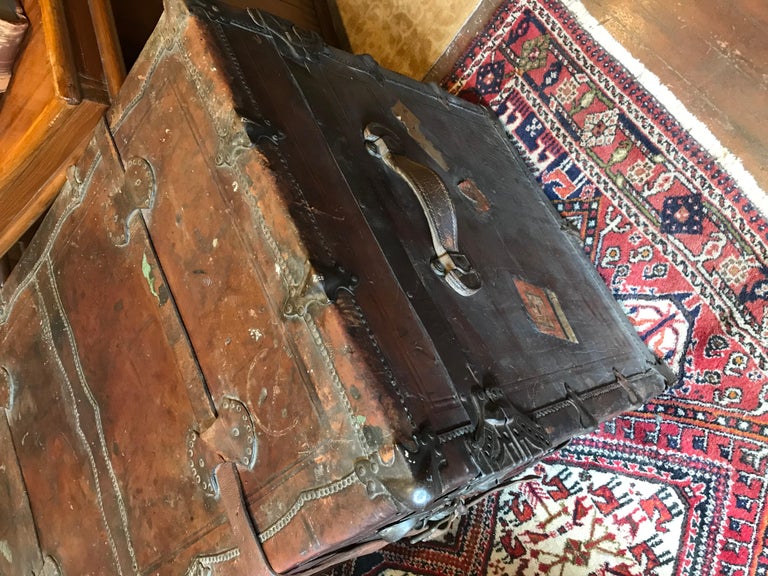 19th C. Large American All Leather Steamship Trunk with Dated Export ...