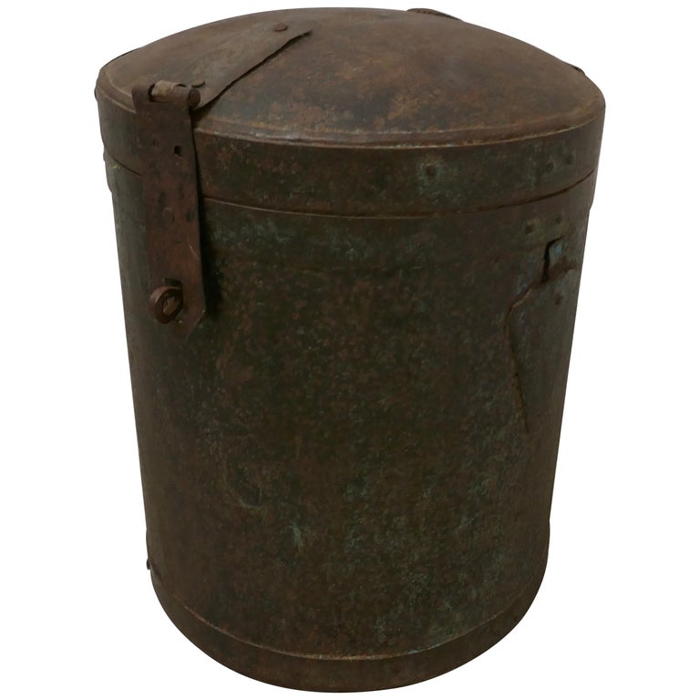 19th Century Large Heavy Metal Lockable Grain Storage Bin at 1stDibs