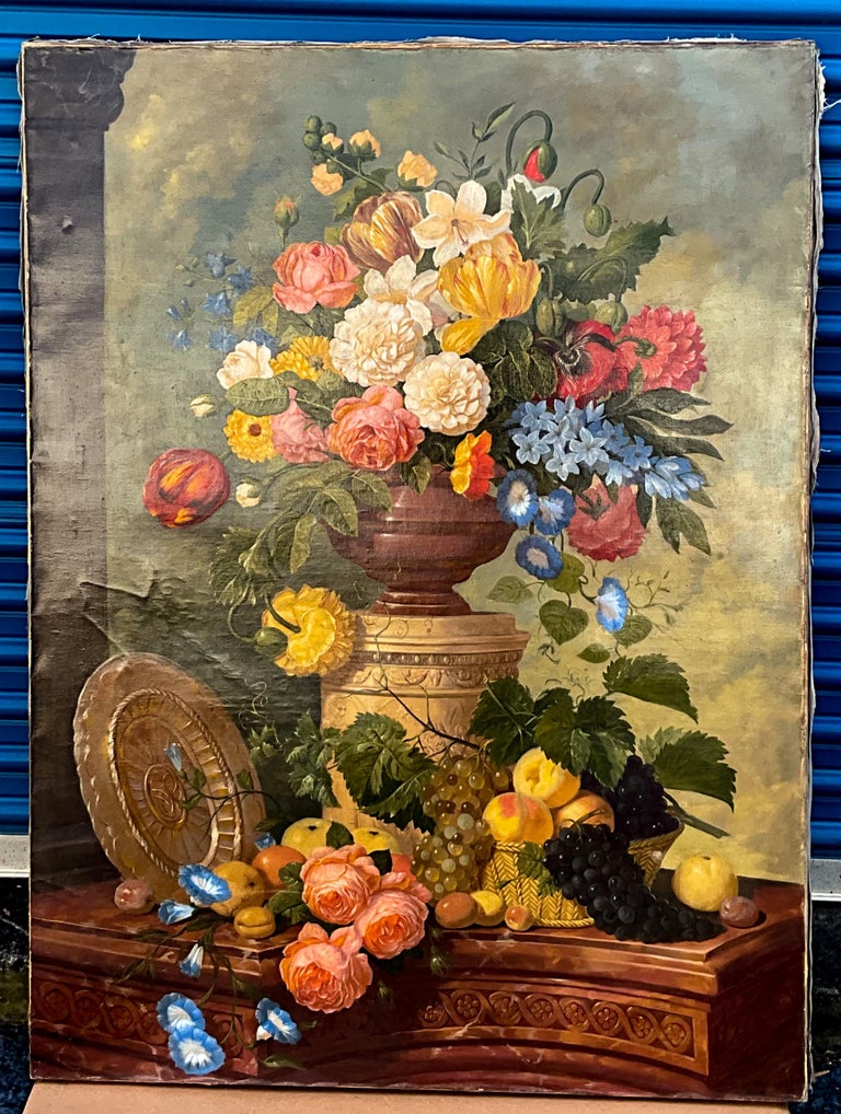 19th Century Large Scale French Still Life Oil Paintings Depicting ...