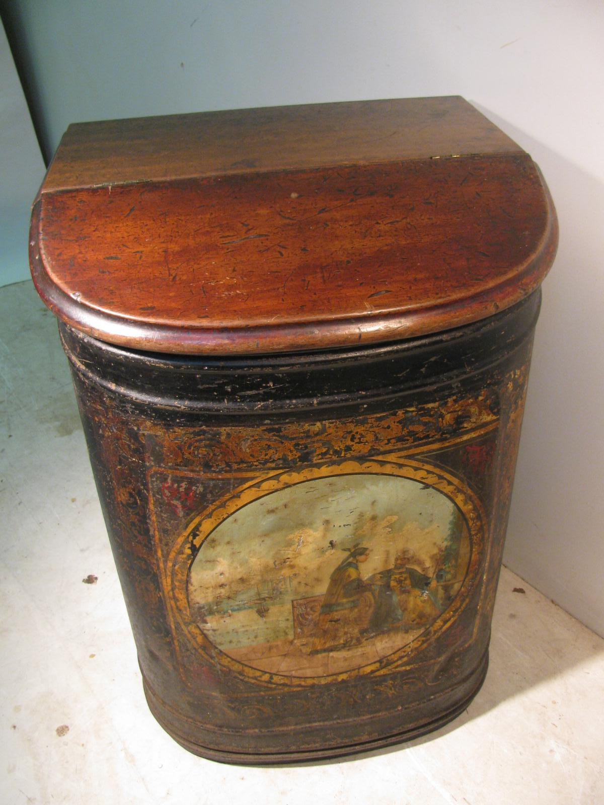 19th Century Large Store Tea Tin Hand Painted Parnall and Sons Bristol ...