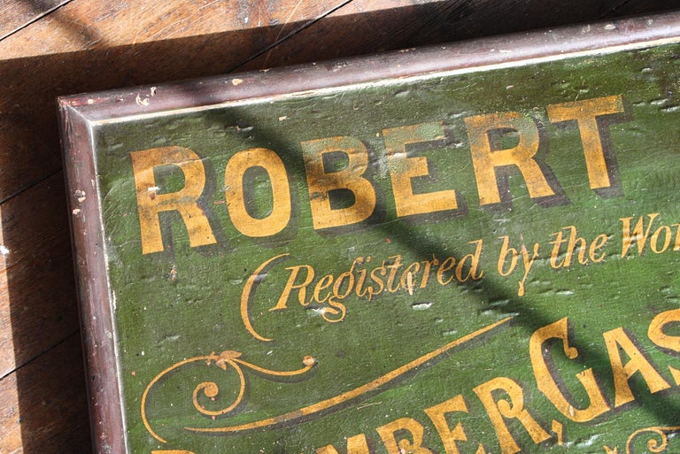 19th C Large Victorian Green and Gilt Trade Shop Sign "Robert Brazier ...
