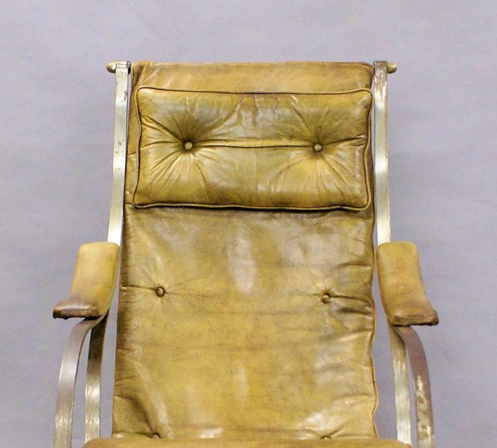 19th Century Leather Upholstered Metal Rocking Chair at 1stDibs ...
