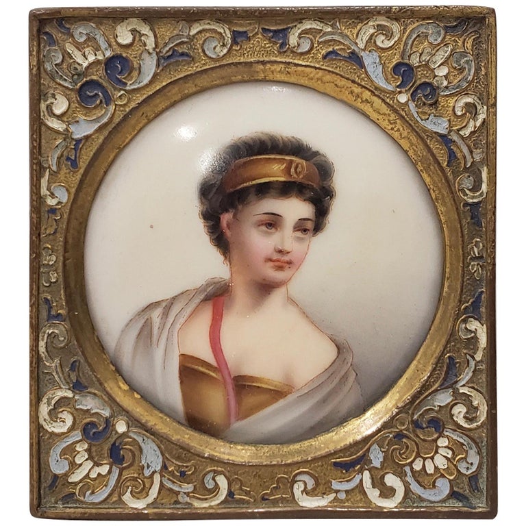 19th Century Miniature Portrait on Porcelain For Sale at 1stDibs