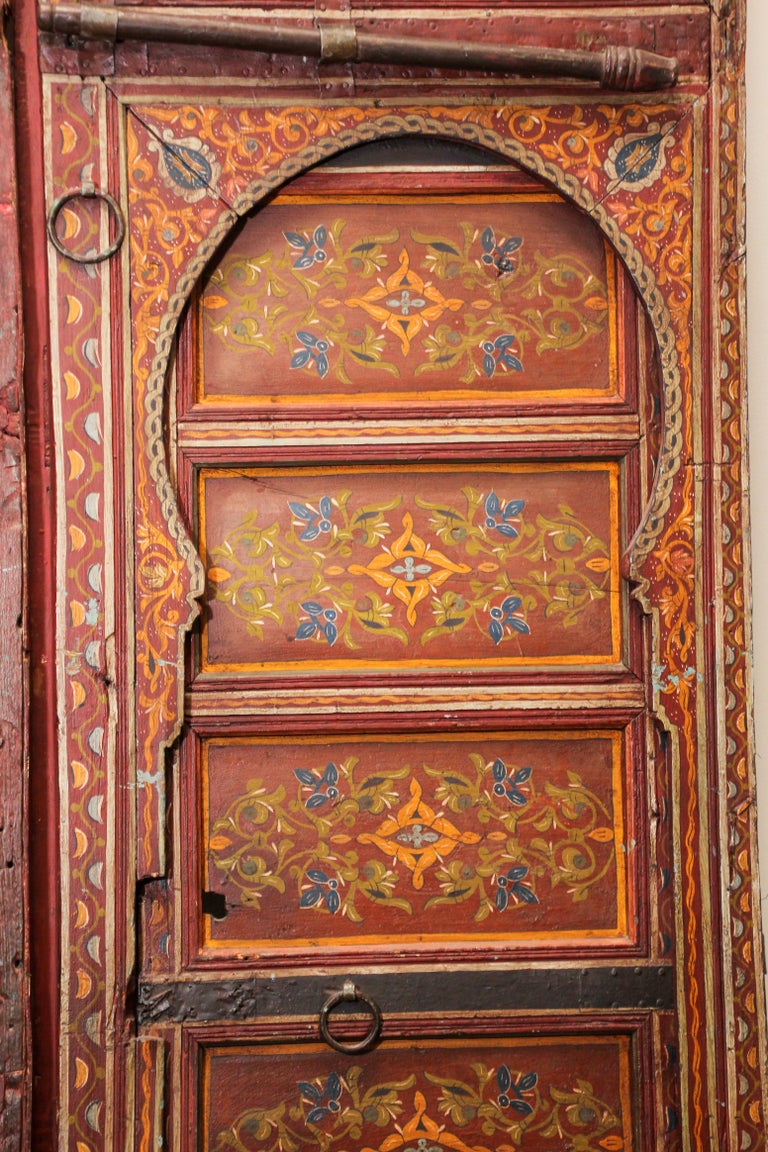 19th Century Moroccan Antique Double Door with Hand Painted Moorish ...