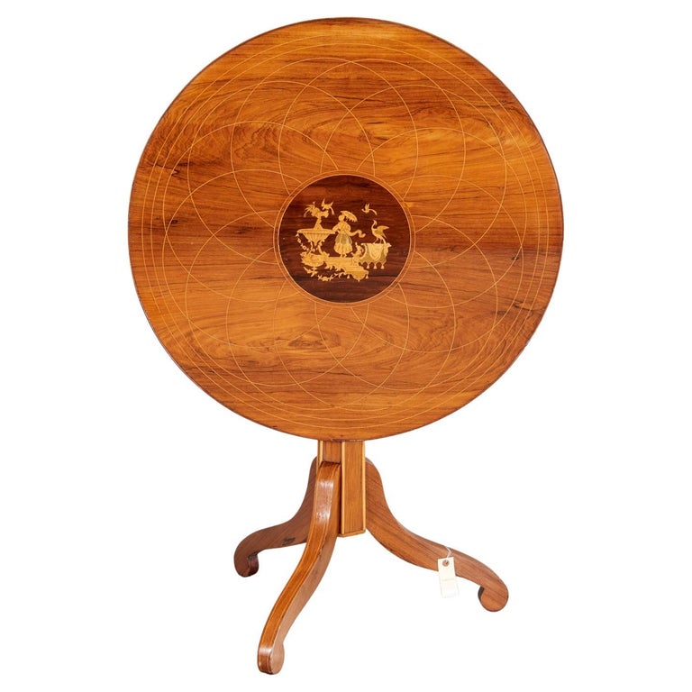 19th C. Neoclassical Inlaid Tilt Top Table with Chinoiserie Medallion ...