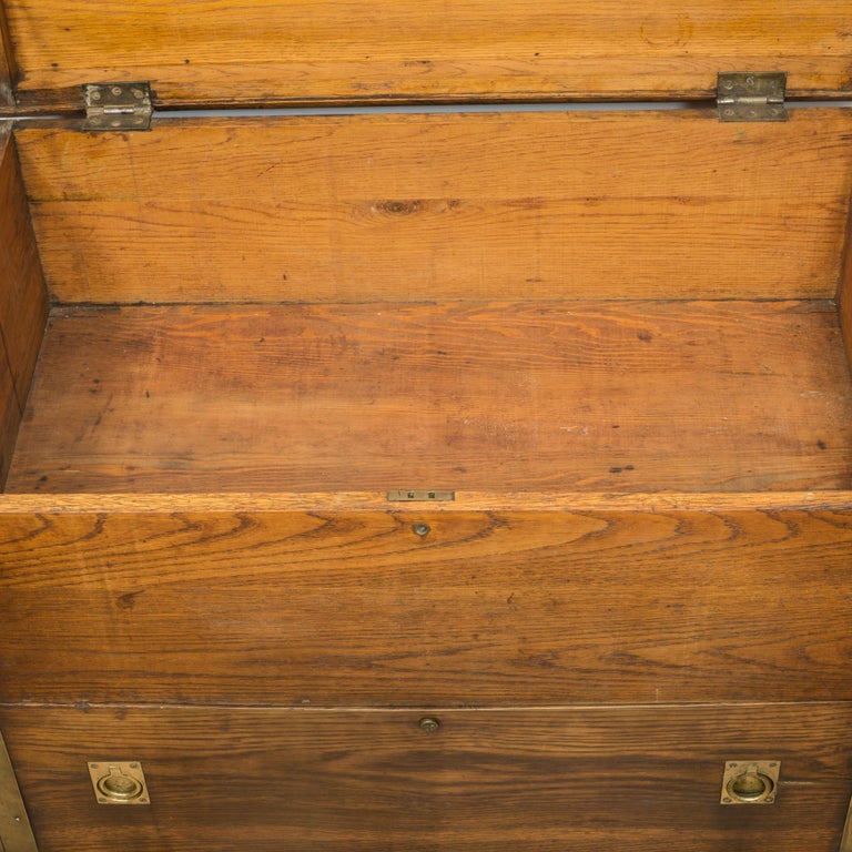 19th Century Oak/Brass Campaign Trunk, circa 1800s For Sale at 1stDibs