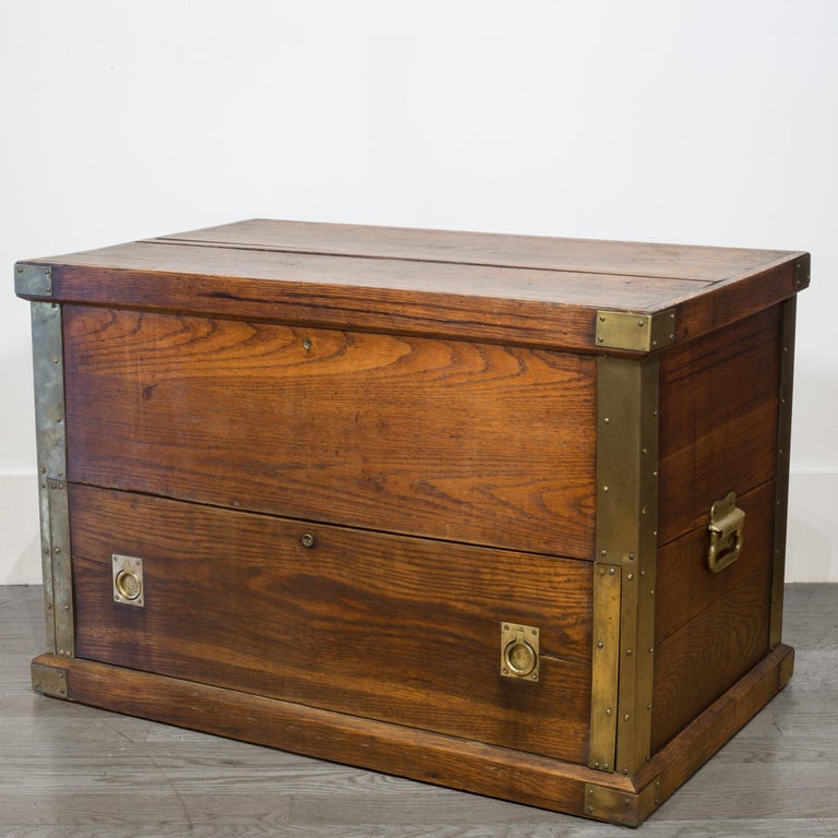 19th Century Oak/Brass Campaign Trunk, circa 1800s For Sale at 1stDibs