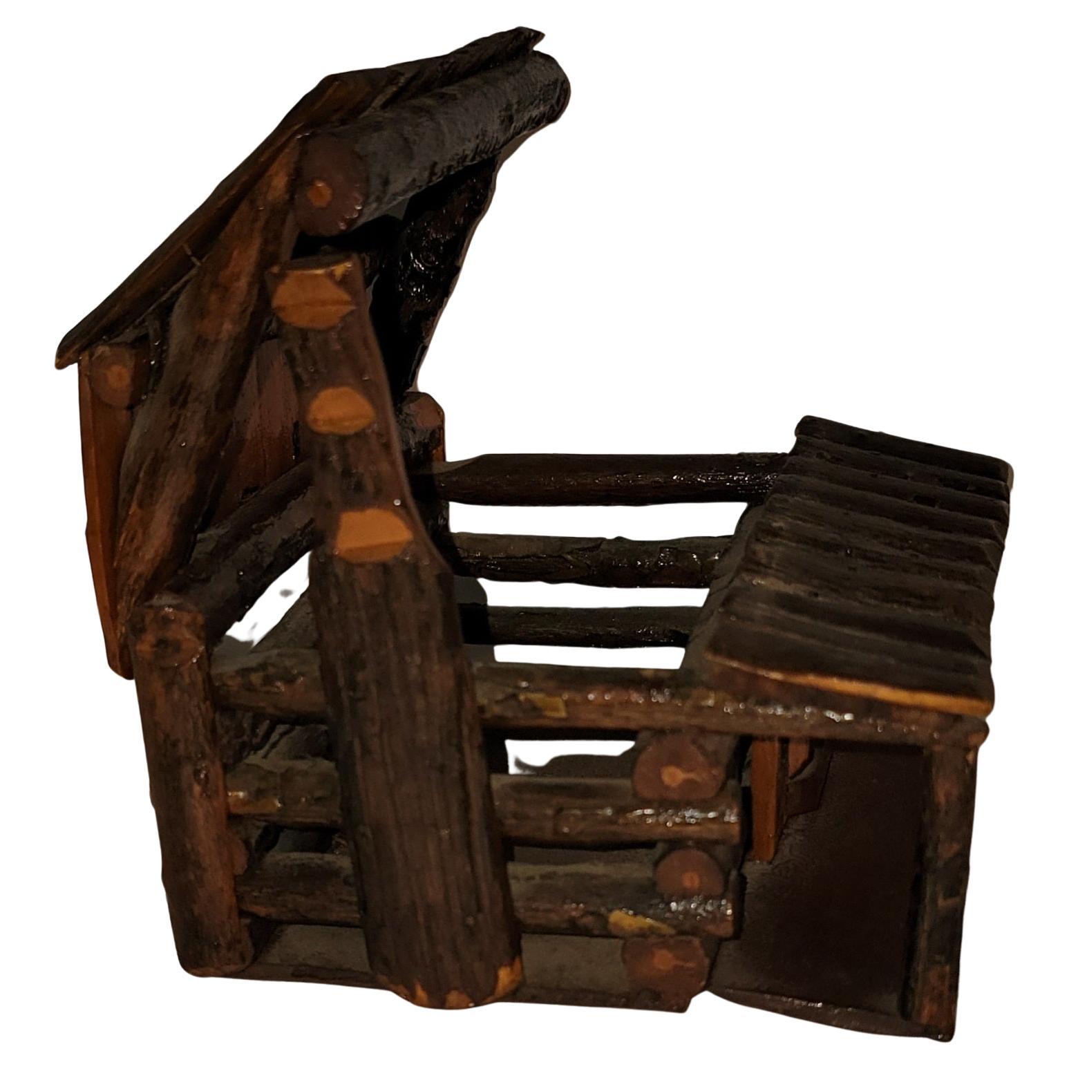 19th C. Old Hickory Miniature Log Cabin Playing Card Box For Sale at ...