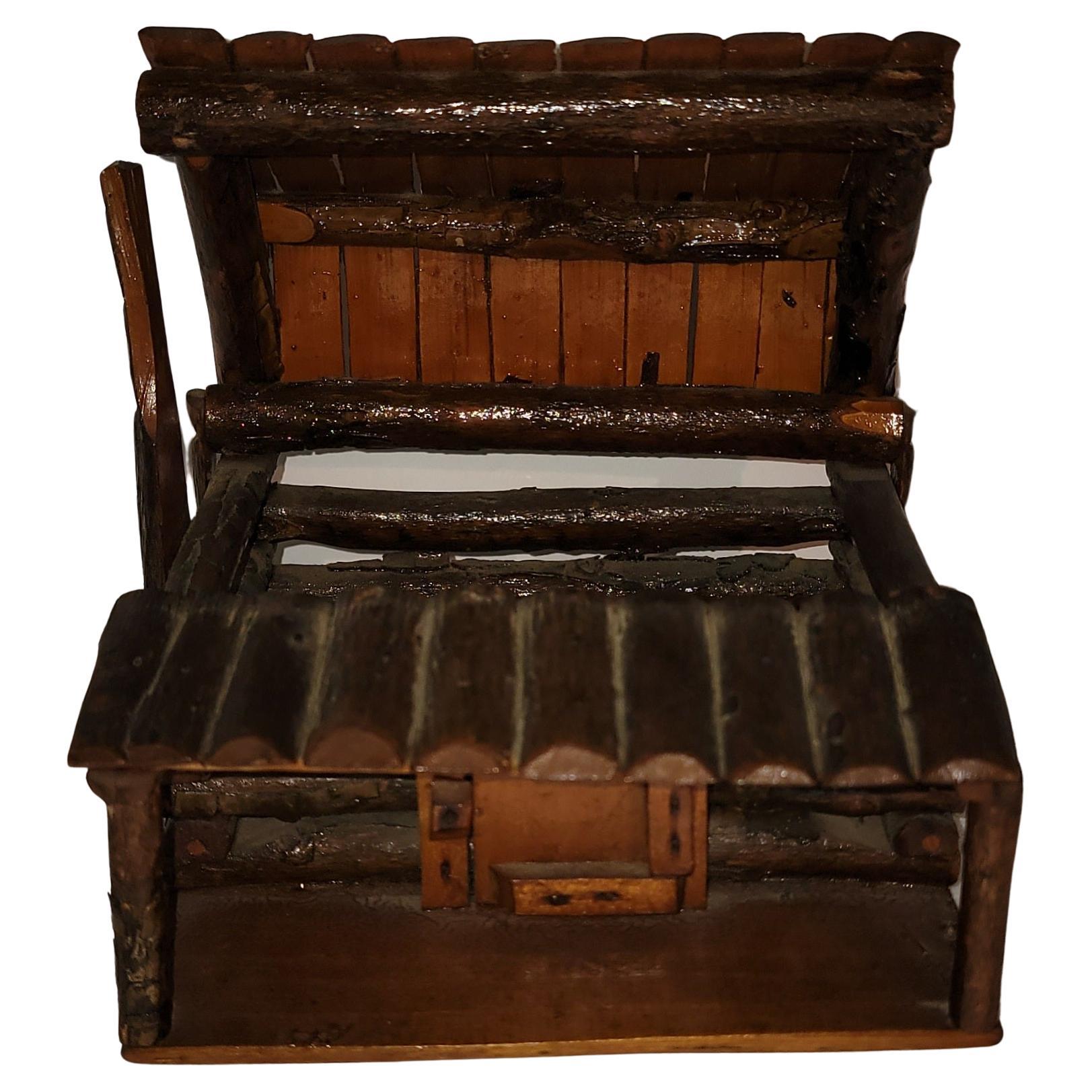 19th C. Old Hickory Miniature Log Cabin Playing Card Box For Sale at ...