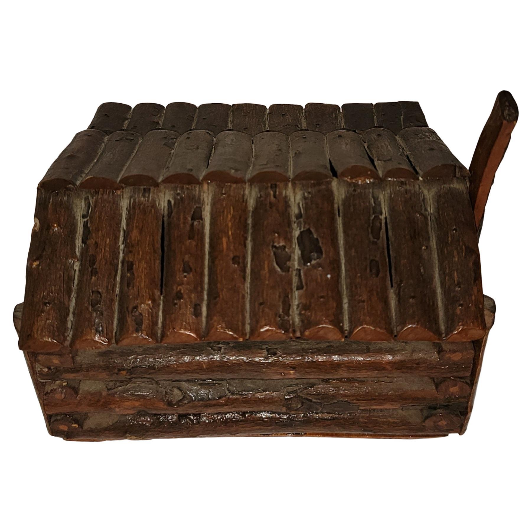 19th C. Old Hickory Miniature Log Cabin Playing Card Box For Sale at ...