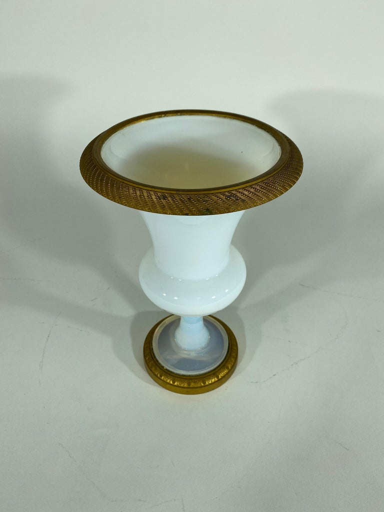19th C Opaline Gilt Bronze Mounted Vasiform Vase For Sale at 1stDibs