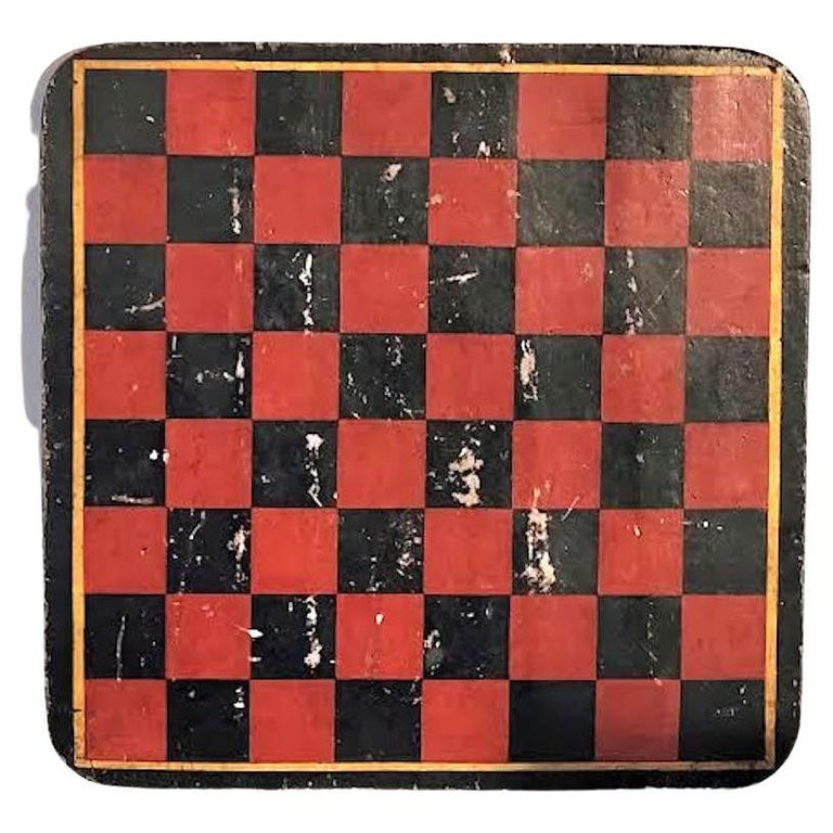 19th C Original Painted Checkerboard For Sale at 1stDibs