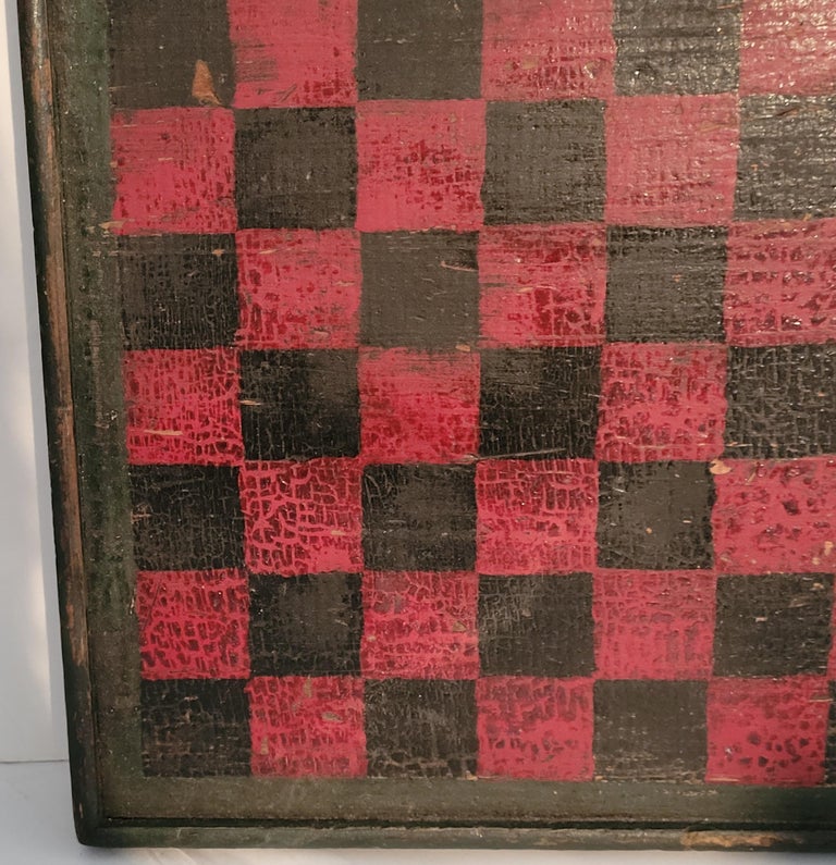 19th C Original Painted Checkerboard Game Board For Sale at 1stDibs