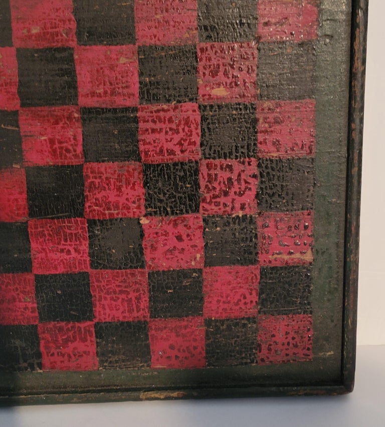 19th C Original Painted Checkerboard Game Board For Sale at 1stDibs