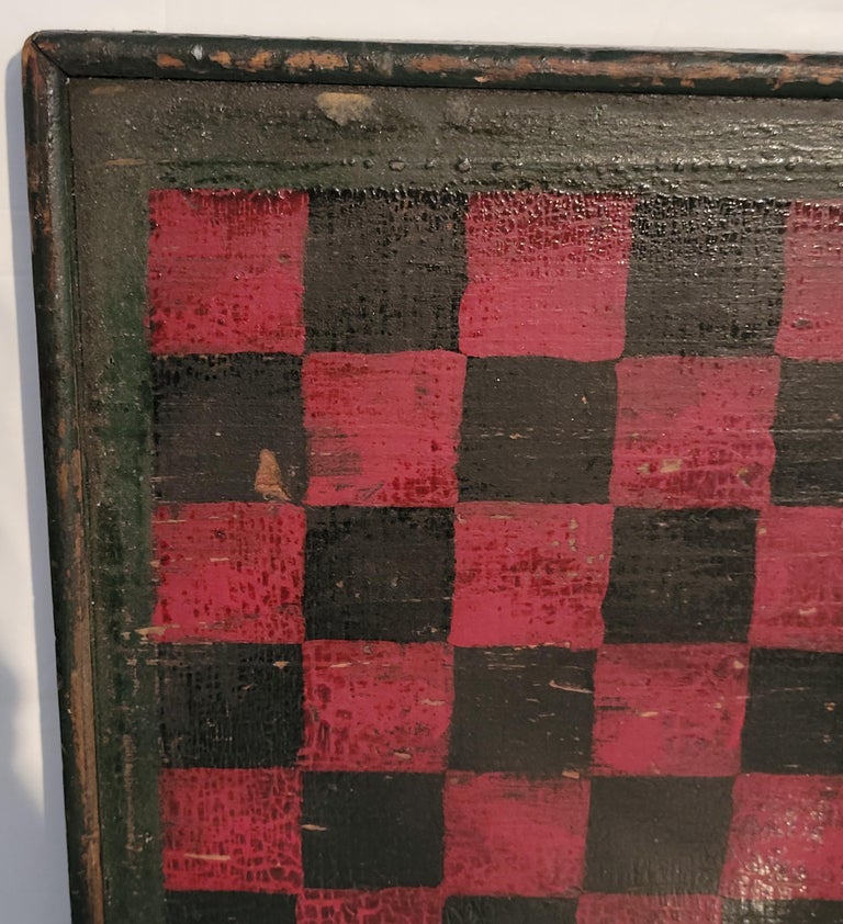 19th C Original Painted Checkerboard Game Board For Sale at 1stDibs