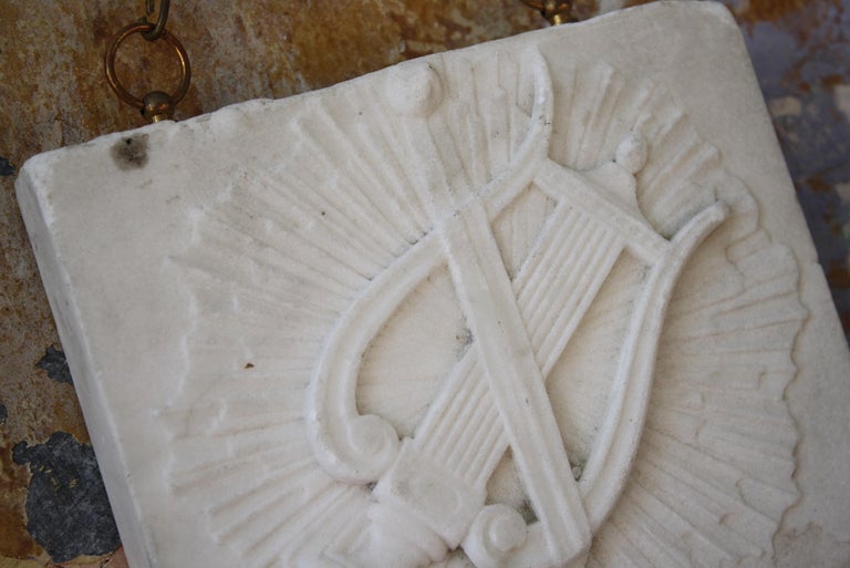 19th C Pair Carved Marble Lyres Rococo Architectural Elements Grand ...