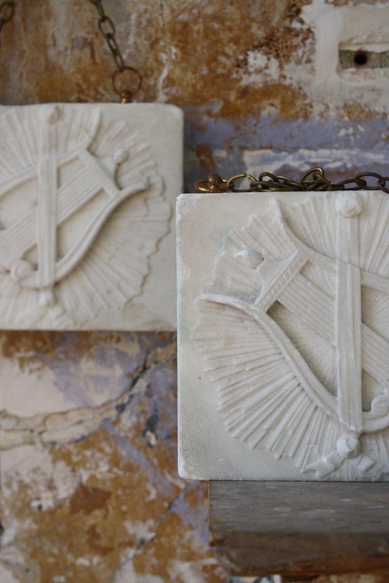 19th C Pair Carved Marble Lyres Rococo Architectural Elements Grand ...