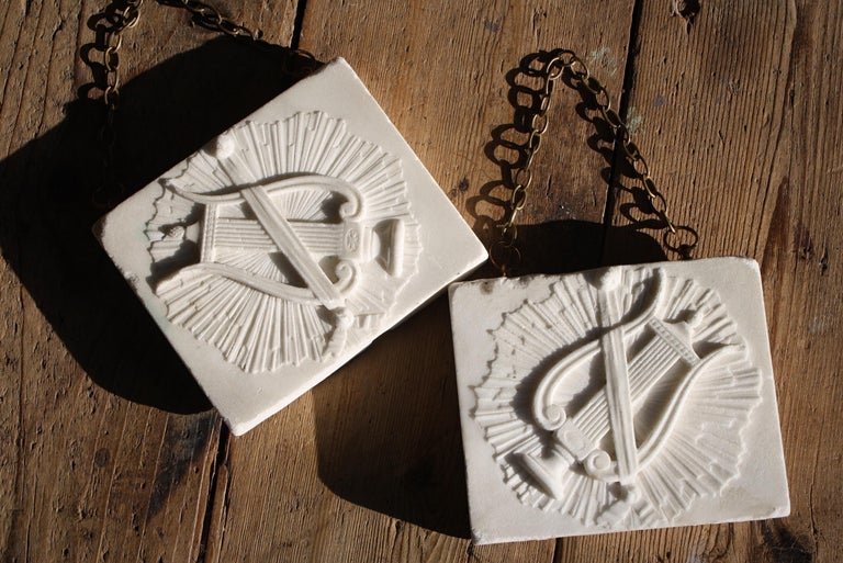 19th C Pair Carved Marble Lyres Rococo Architectural Elements Grand ...